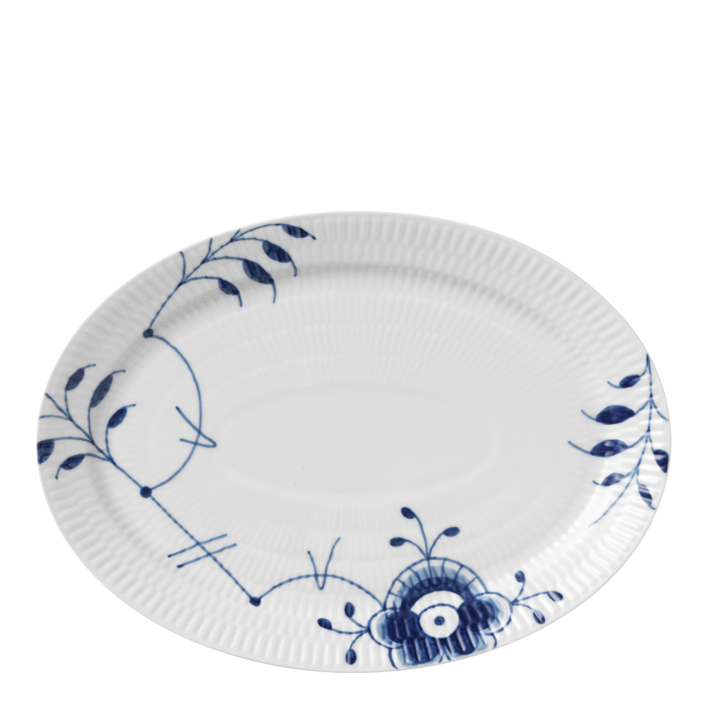 Blue Fluted Mega Fat oval 28 cm dekor nr 7 - Cervera