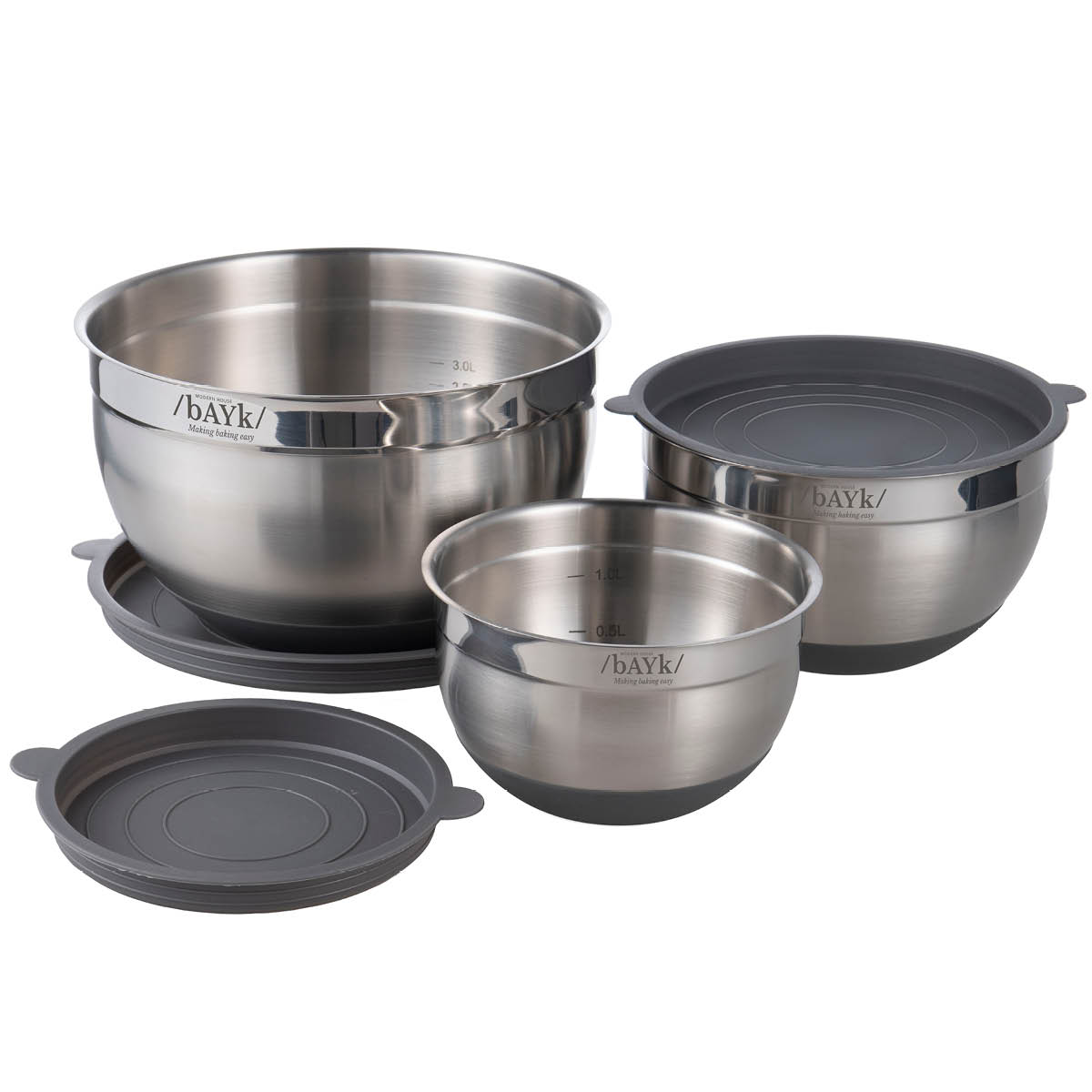 Modern House bAYk Skålset 3-Pack 1/2/3L Blank/Svart - Cervera